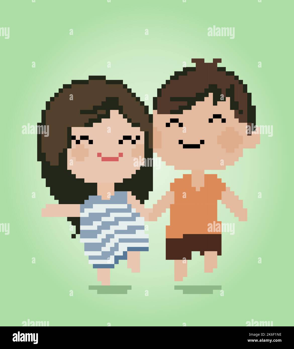 Male and female 8 bit pixels. People in pairs for cross stitch pattern ...