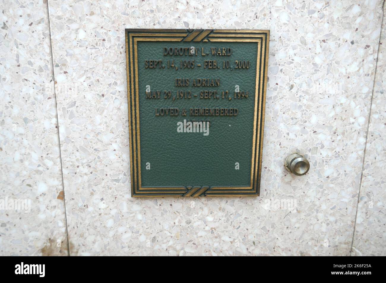 Los Angeles, California, USA 9th October 2022 Actress Iris Adrian's Grave in Columbarium of ...