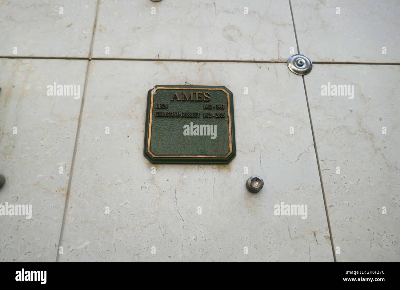 Los Angeles, California, USA 9th October 2022 Actor Leon Ames Grave in Columbarium of Valor in ...