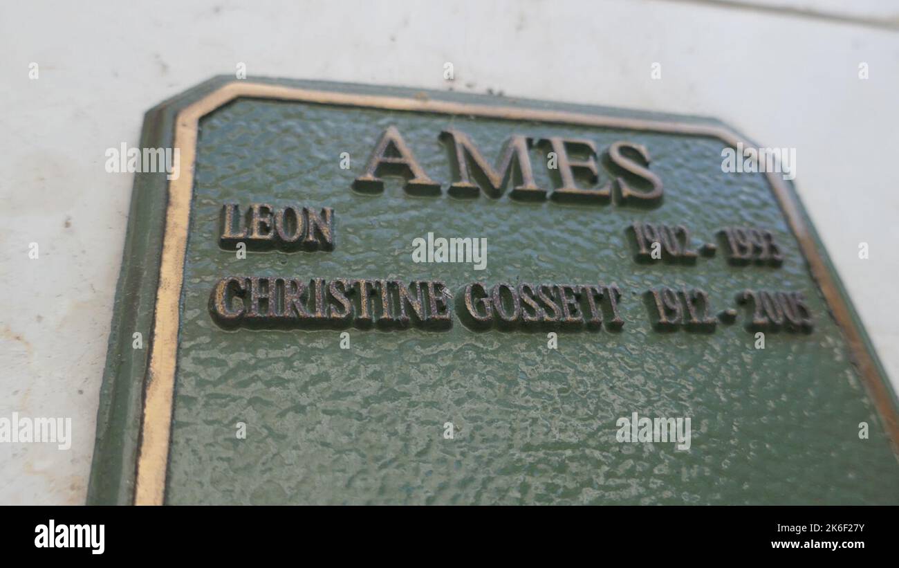 Los Angeles, California, USA 9th October 2022 Actor Leon Ames Grave in Columbarium of Valor in ...