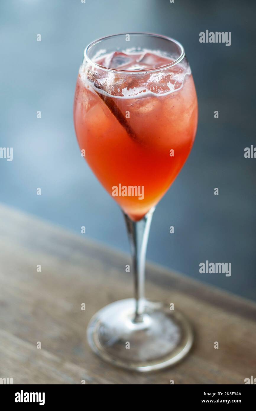 Blood Orange and Prosecco wine spritzer Mimosa cocktail Stock Photo - Alamy