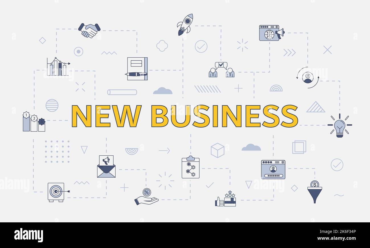 new business concept with icon set with big word or text on center ...