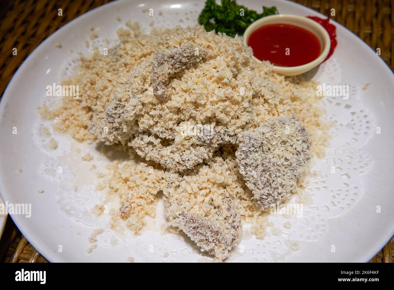 A Crispy and Delicious Snowflake Fried Beef Stock Photo - Alamy