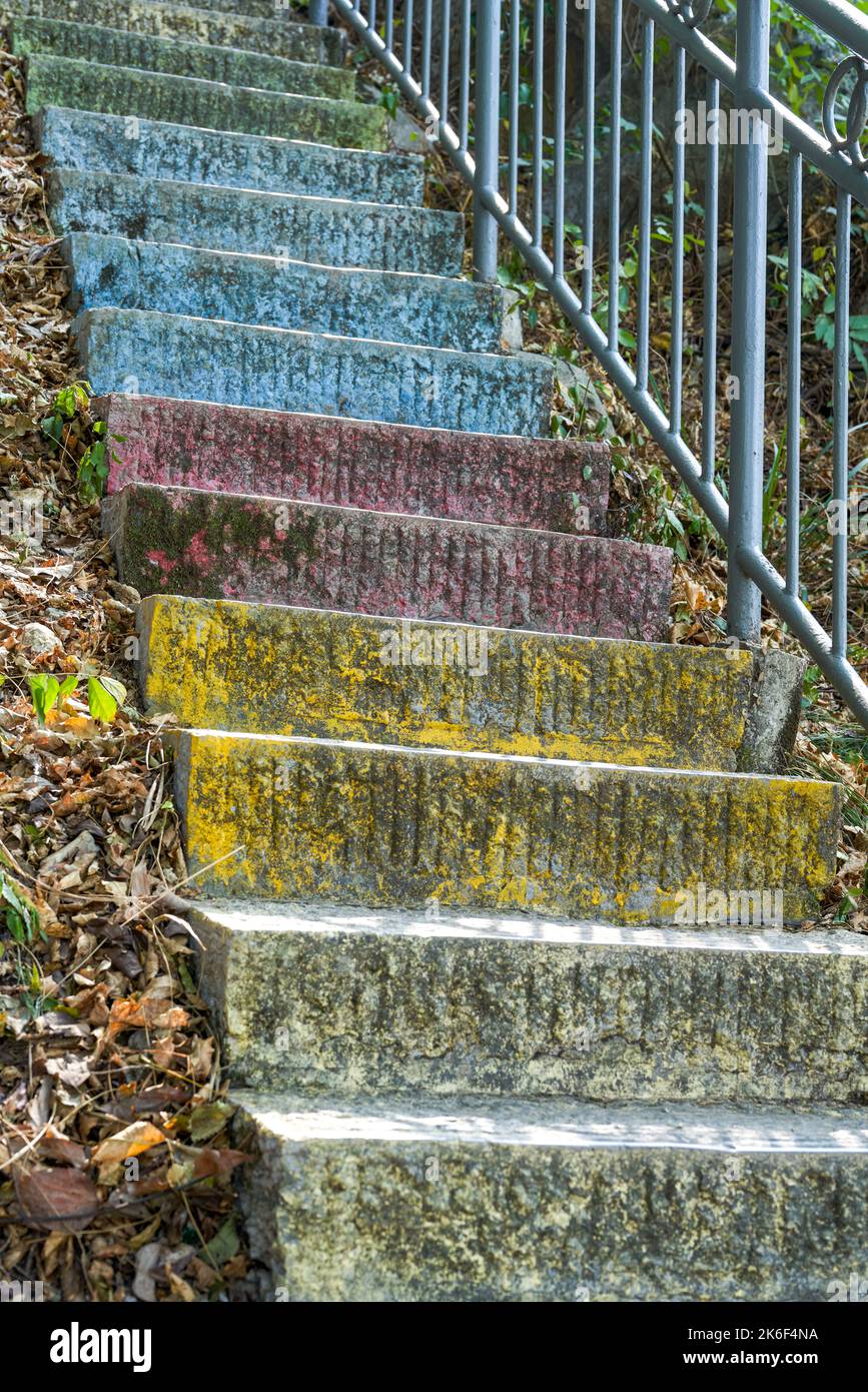 Stone stairs for climbing in outdoor park Stock Photo - Alamy