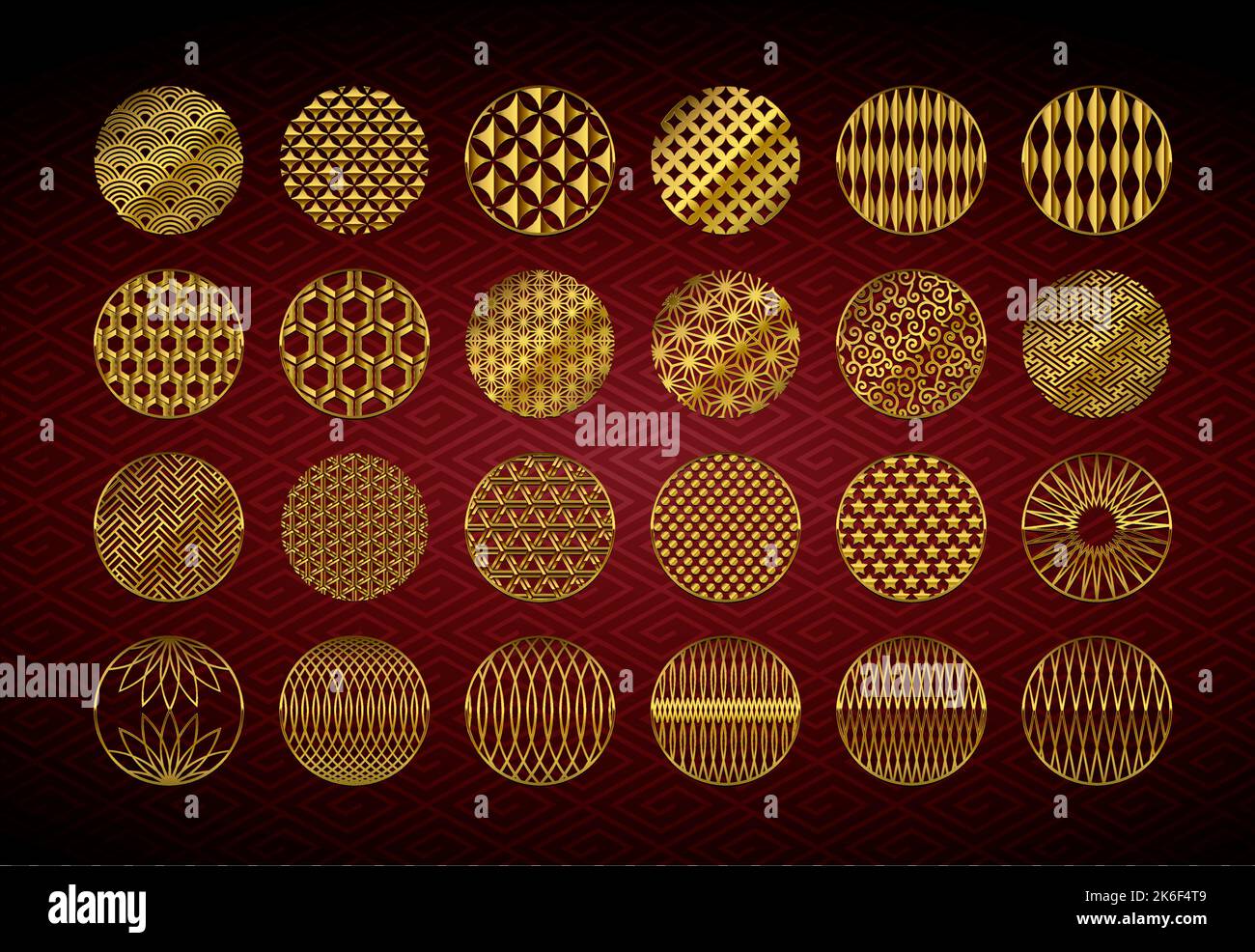 Oriental traditional geometric pattern illustration set ( from Japan ...