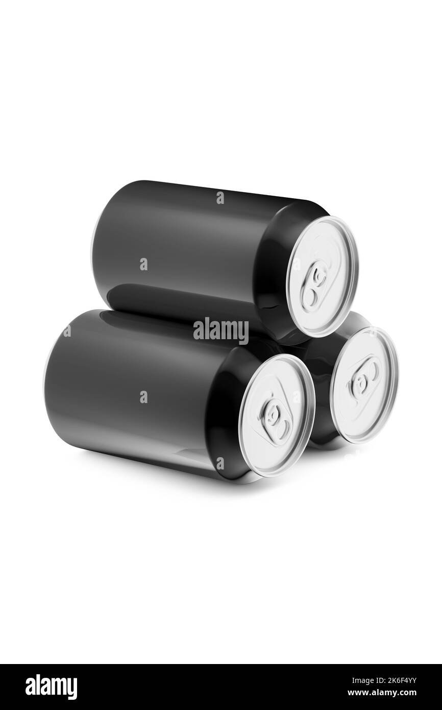 3d render. Aluminum cans for drinks isolated on white background. Mock ...