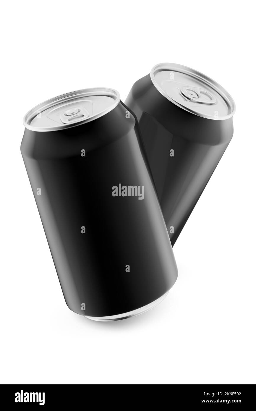 3d render. Aluminum cans for drinks isolated on white background. Mock ...