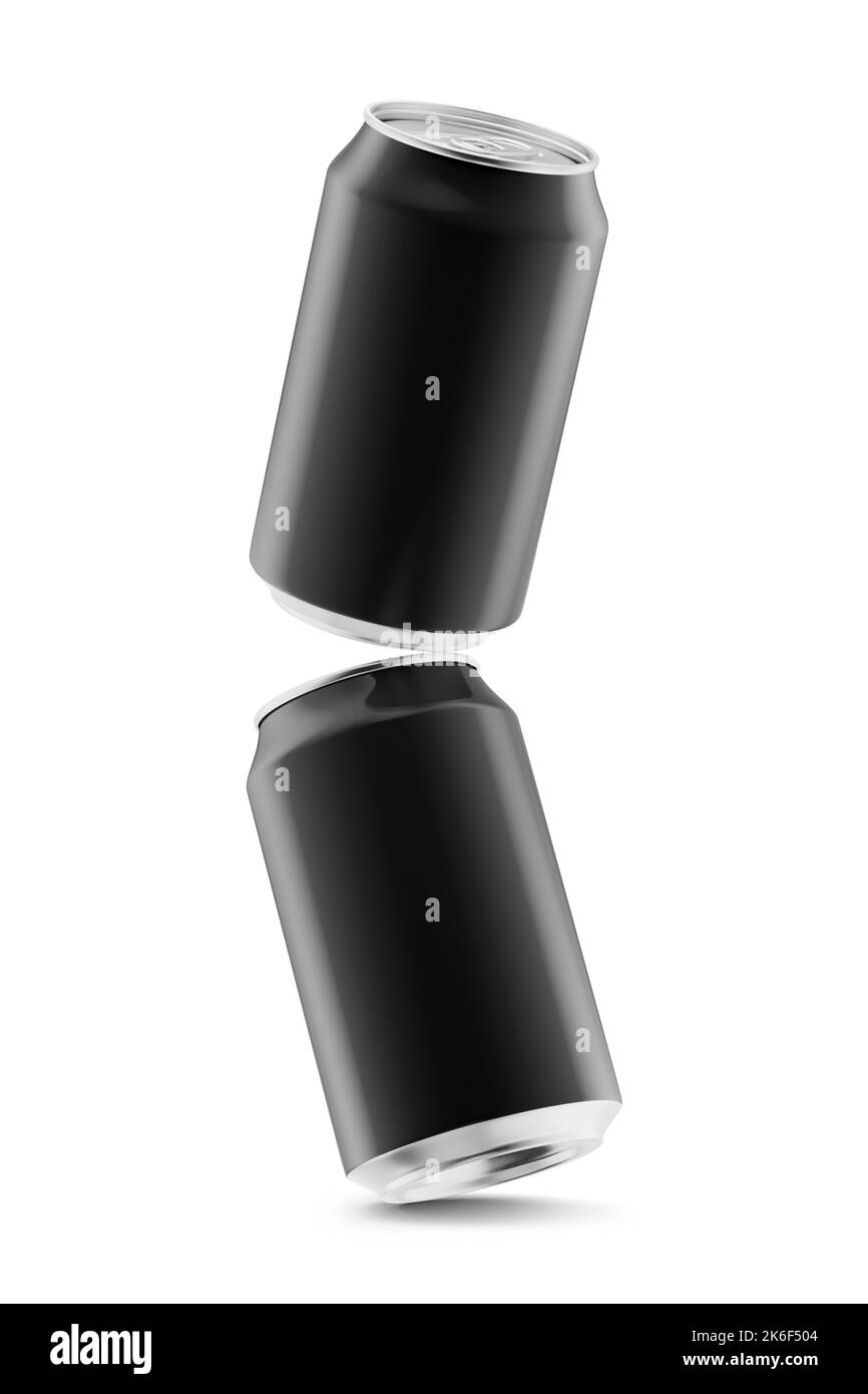 3d render. Aluminum cans for drinks isolated on white background. Mock ...