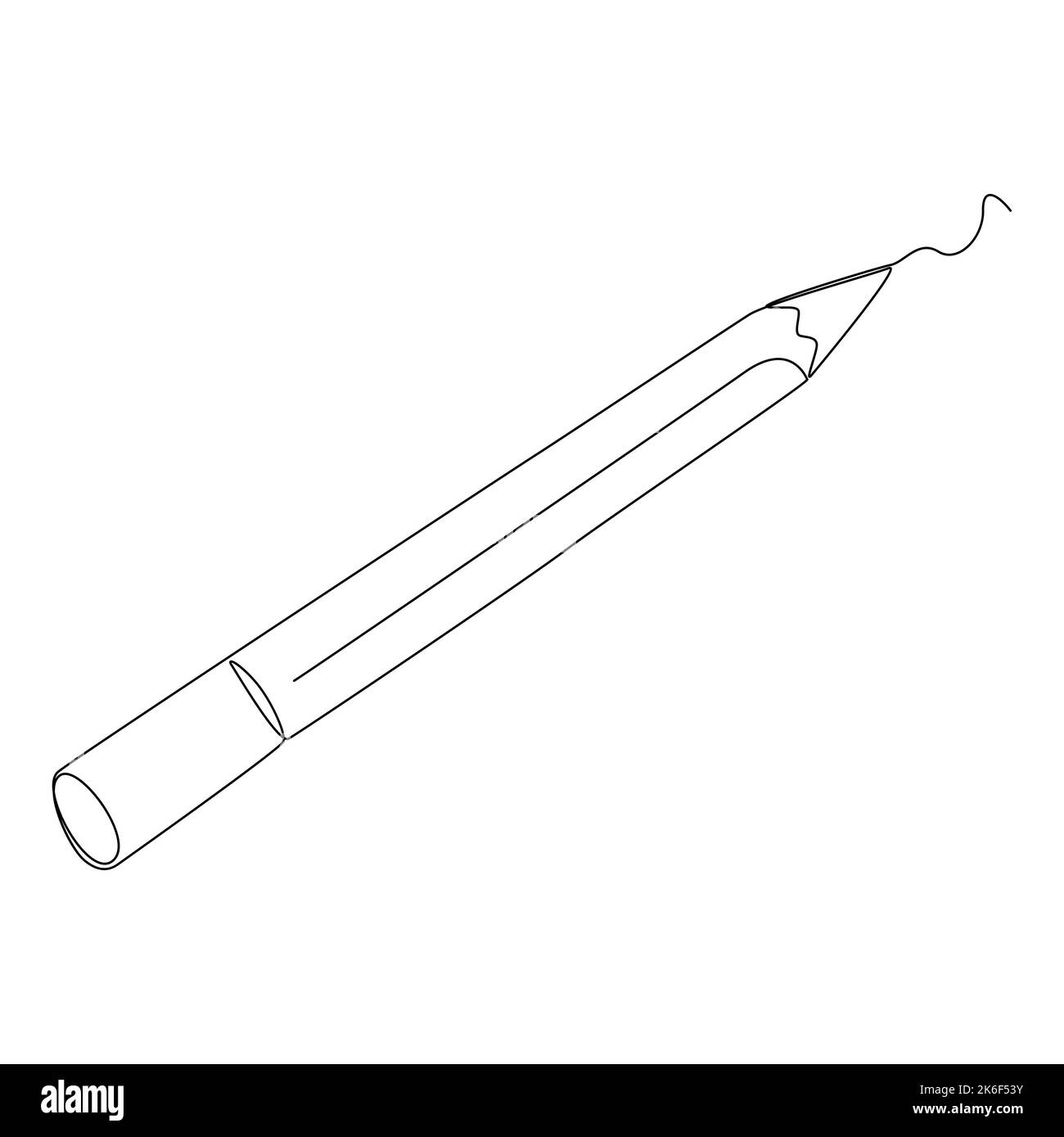 One Continuous Line Drawing Of Pencil Thin Line Illustration Vector