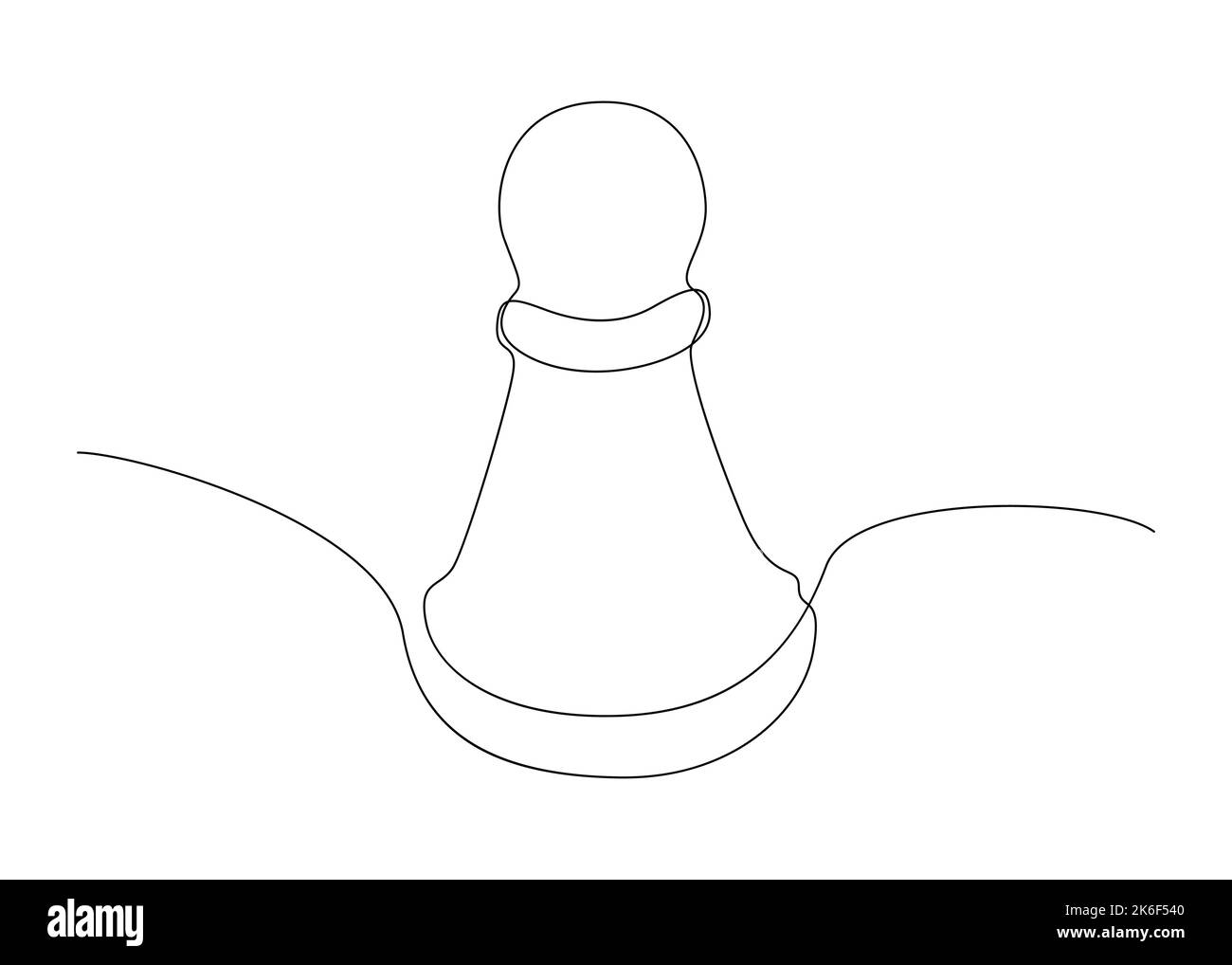 One Continuous Line Drawing Of Pawn Chess Piece Thin Line Illustration Vector Concept Contour