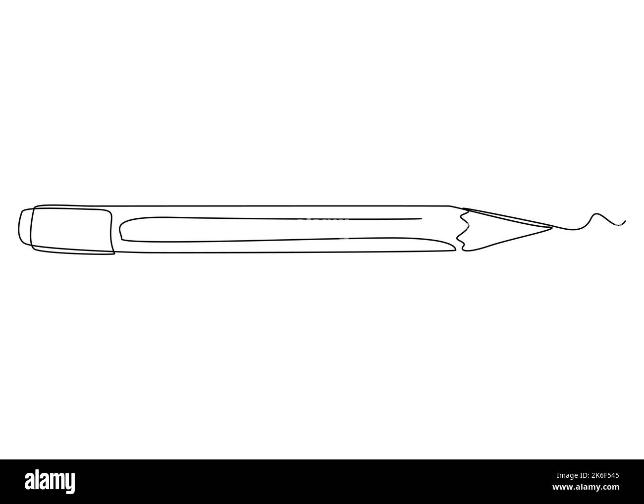 One continuous line drawing of pencil. Thin Line Illustration vector ...