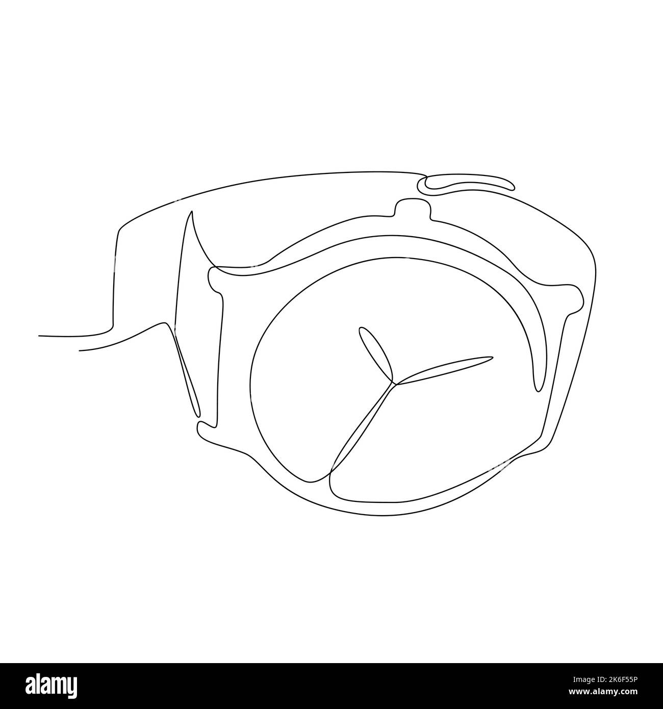One continuous line drawing of wristwatch. Thin Line Illustration ...