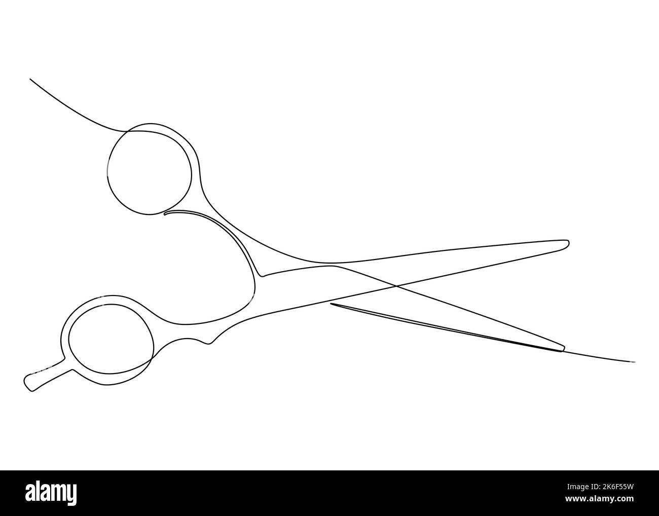 One Continuous Line Drawing Of Scissor Thin Line Illustration Vector