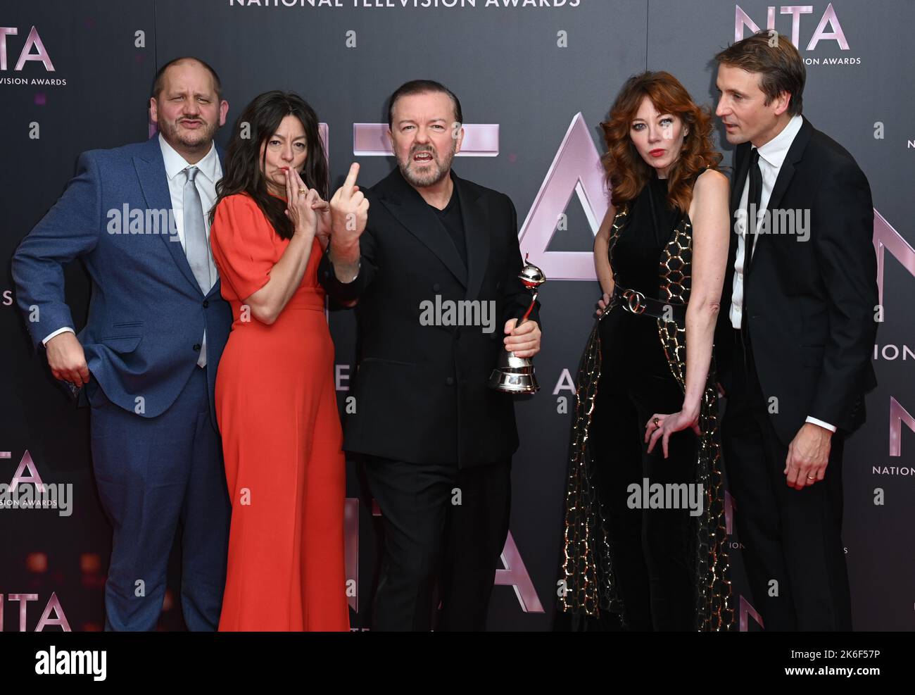 October 13th, 2022. London, UK. Tony Way, Jo Hartley, Ricky Gervais ...