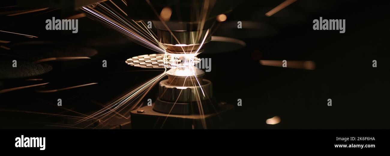 Mechanical cutting of sheet metal on CNC laser cutting machine Stock ...