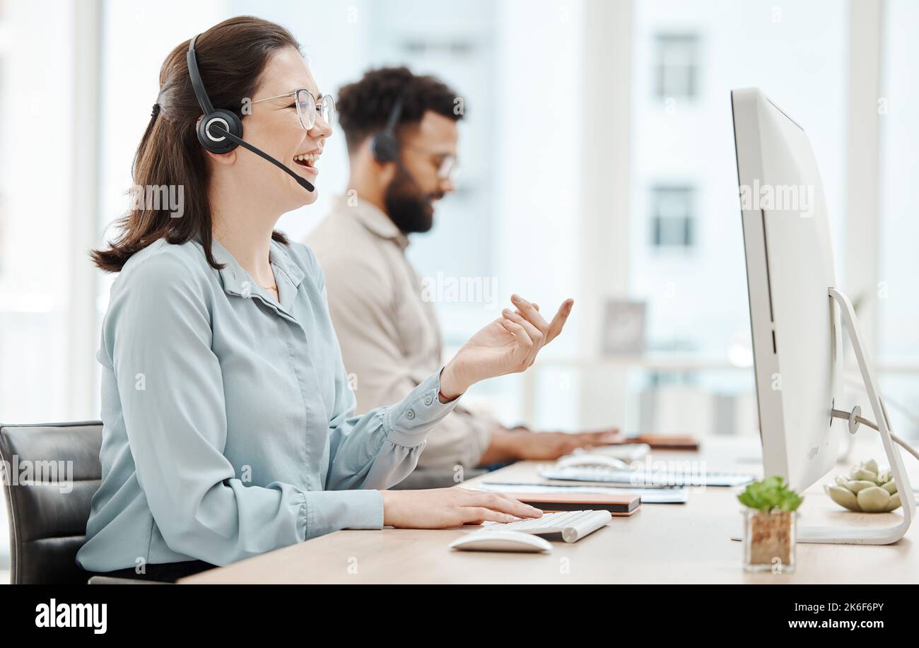 Call center, contact us and woman, phone call in business for customer ...