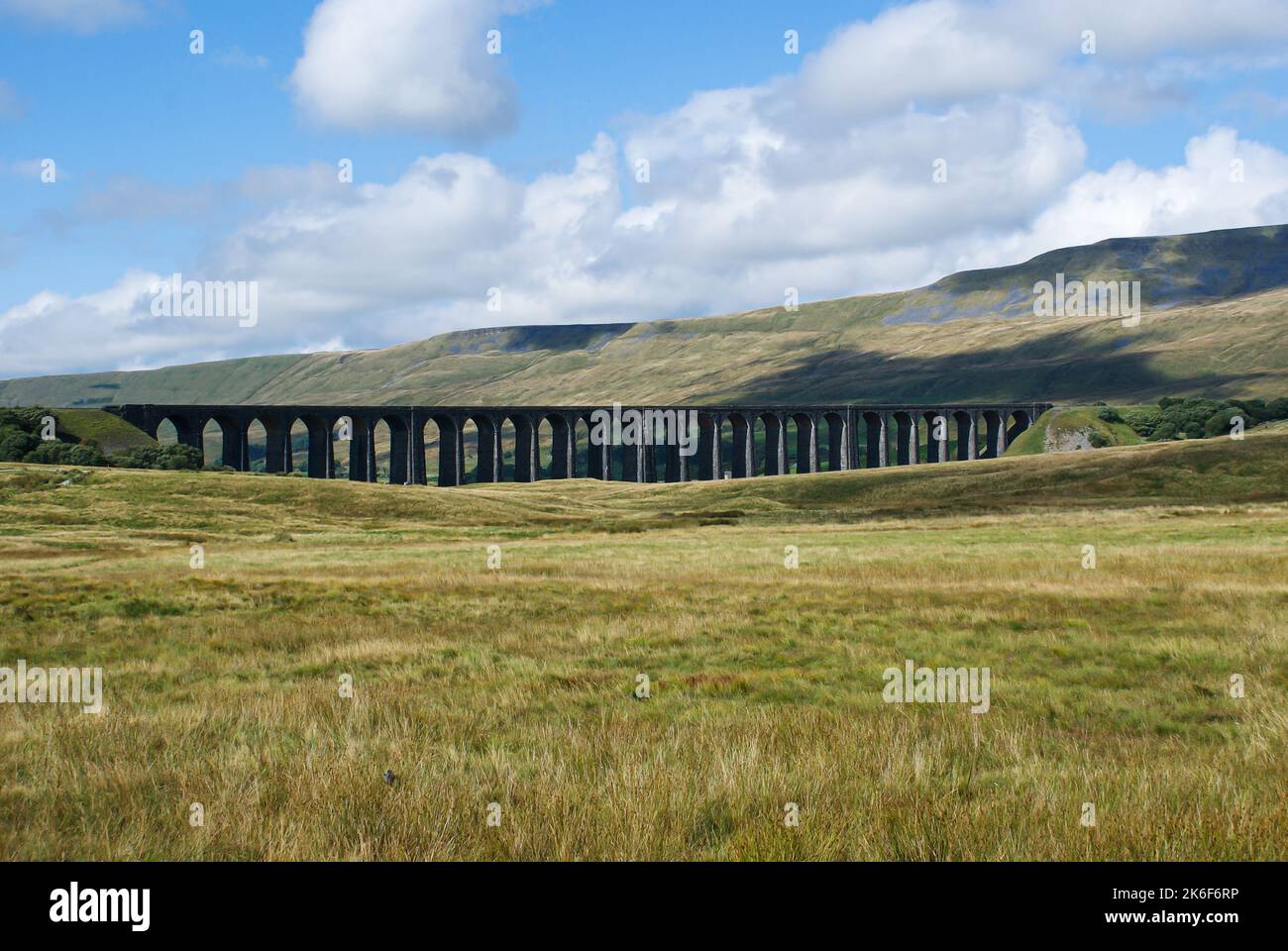The Ribblehead Viaduct (Batty Moss Viaduct) that carries the railway ...