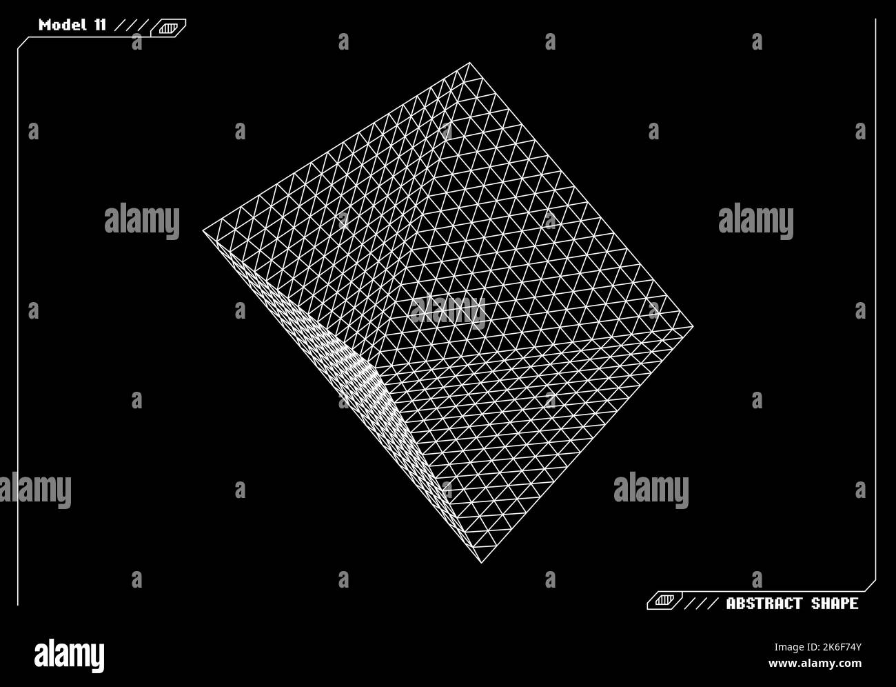 Abstract 3d Wireframe Shape Or Basic Element With Open Edge Science And Technology Geometric