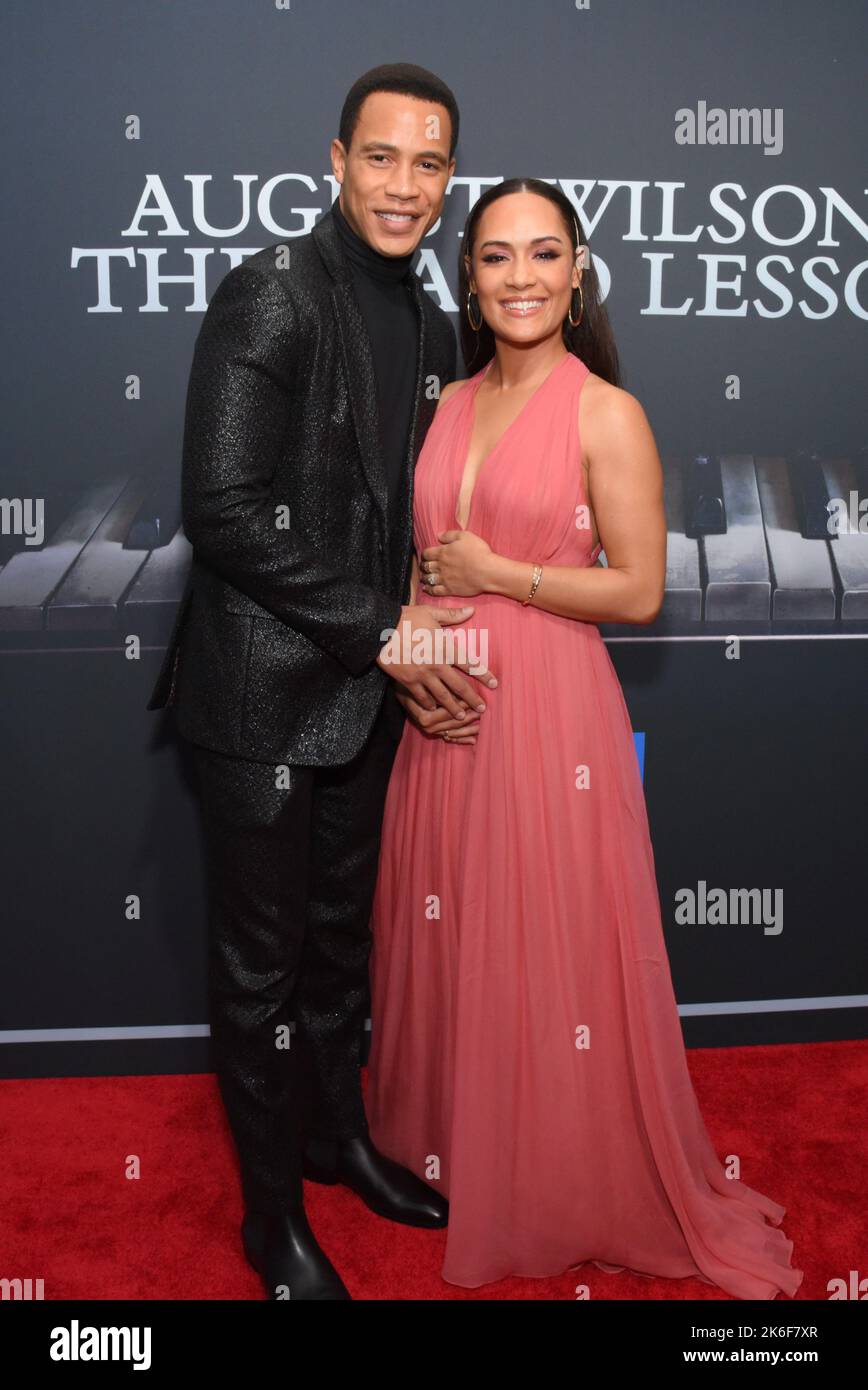 Trai Byers and Grace Byers attend The Piano Lesson on Broadway opening ...