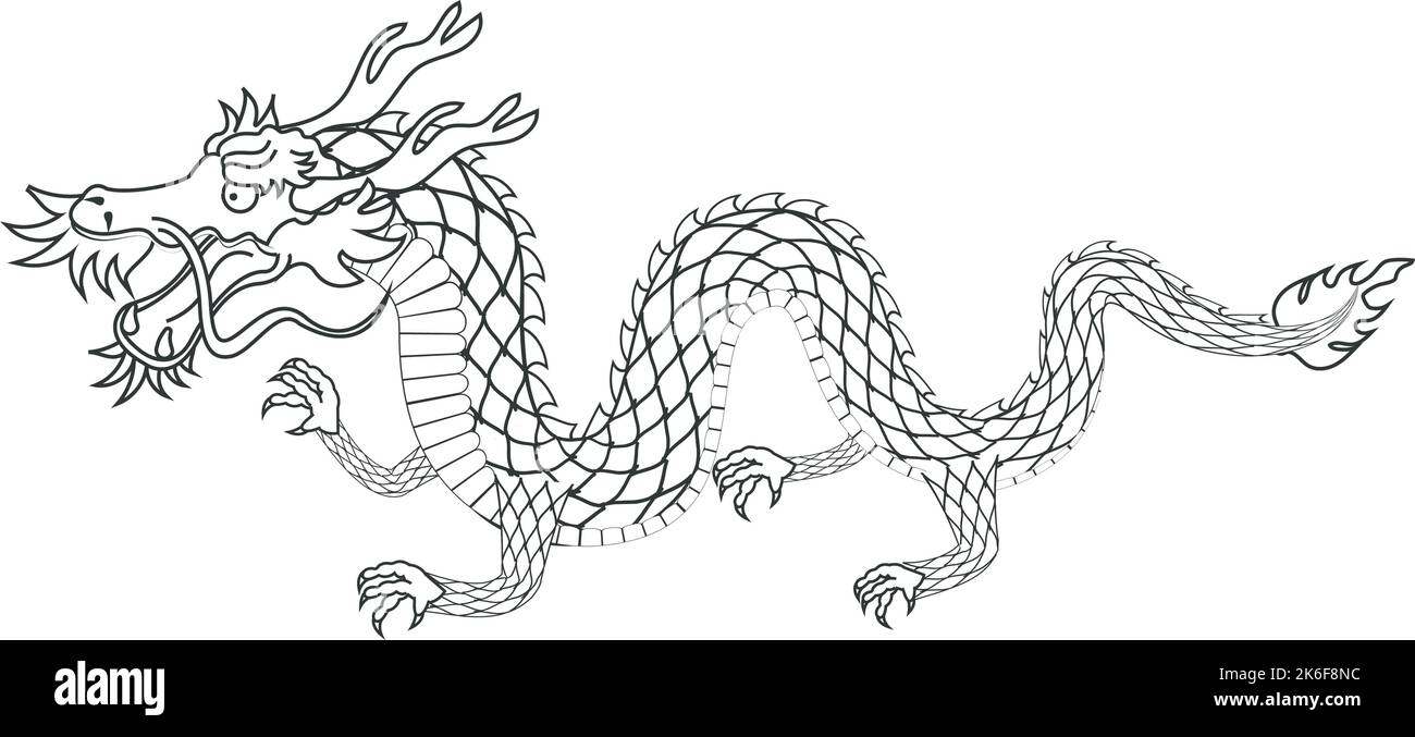 asian dragon beast drawing Stock Vector Image & Art - Alamy