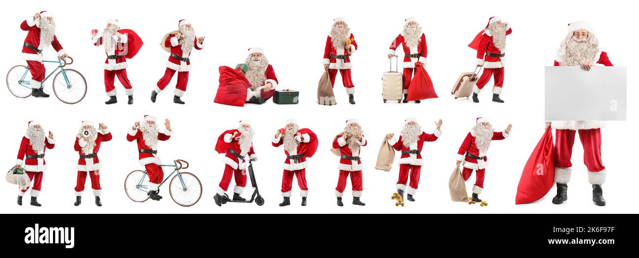Set of Santa Clauses on white background Stock Photo - Alamy