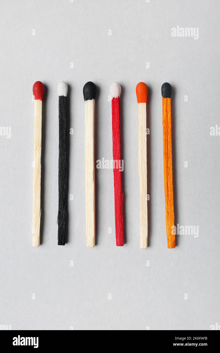 Different matches on light background Stock Photo - Alamy