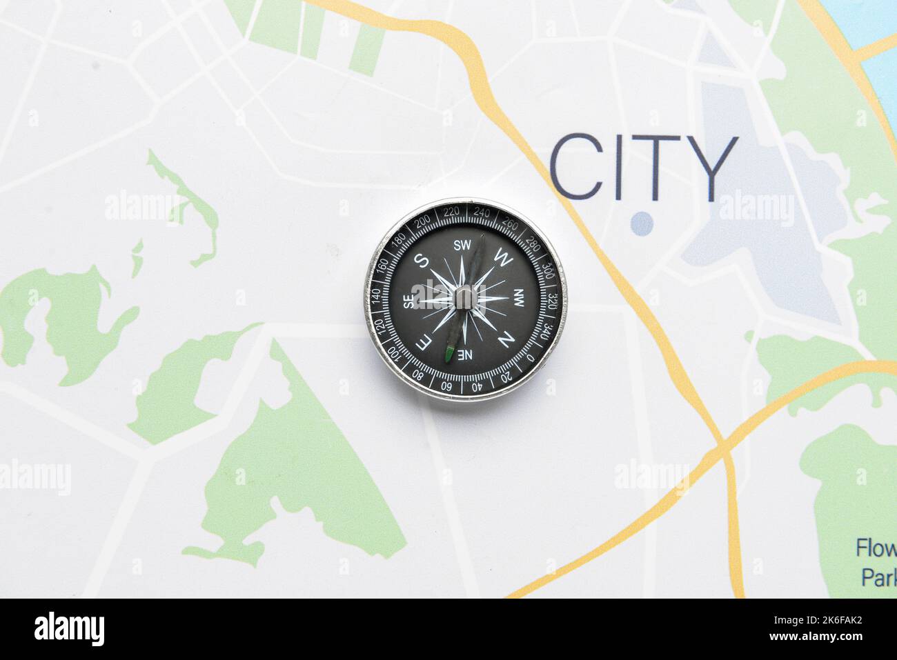 Vintage compass on city map Stock Photo - Alamy
