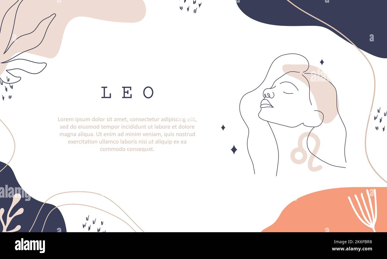 Leo zodiac sign. One line drawing. Astrological icon with abstract ...
