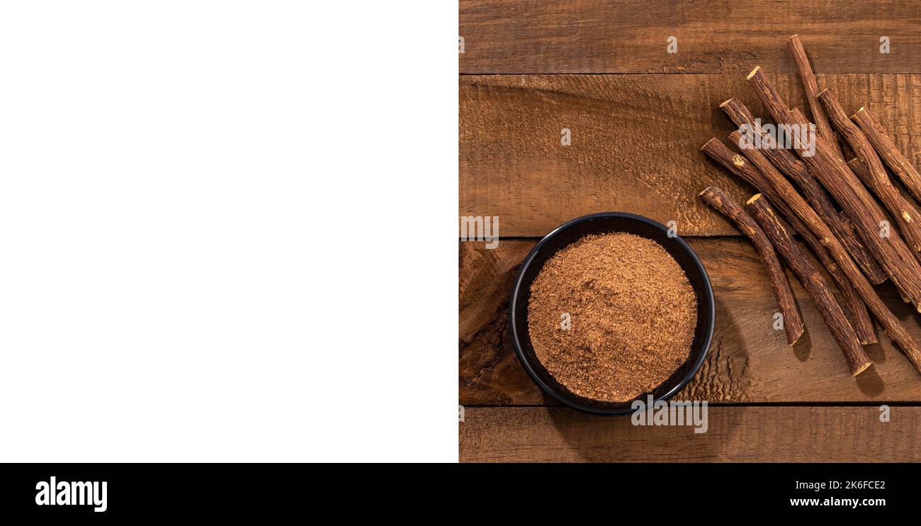 Glycyrrhiza glabra - Ground stems of organic licorice Stock Photo - Alamy