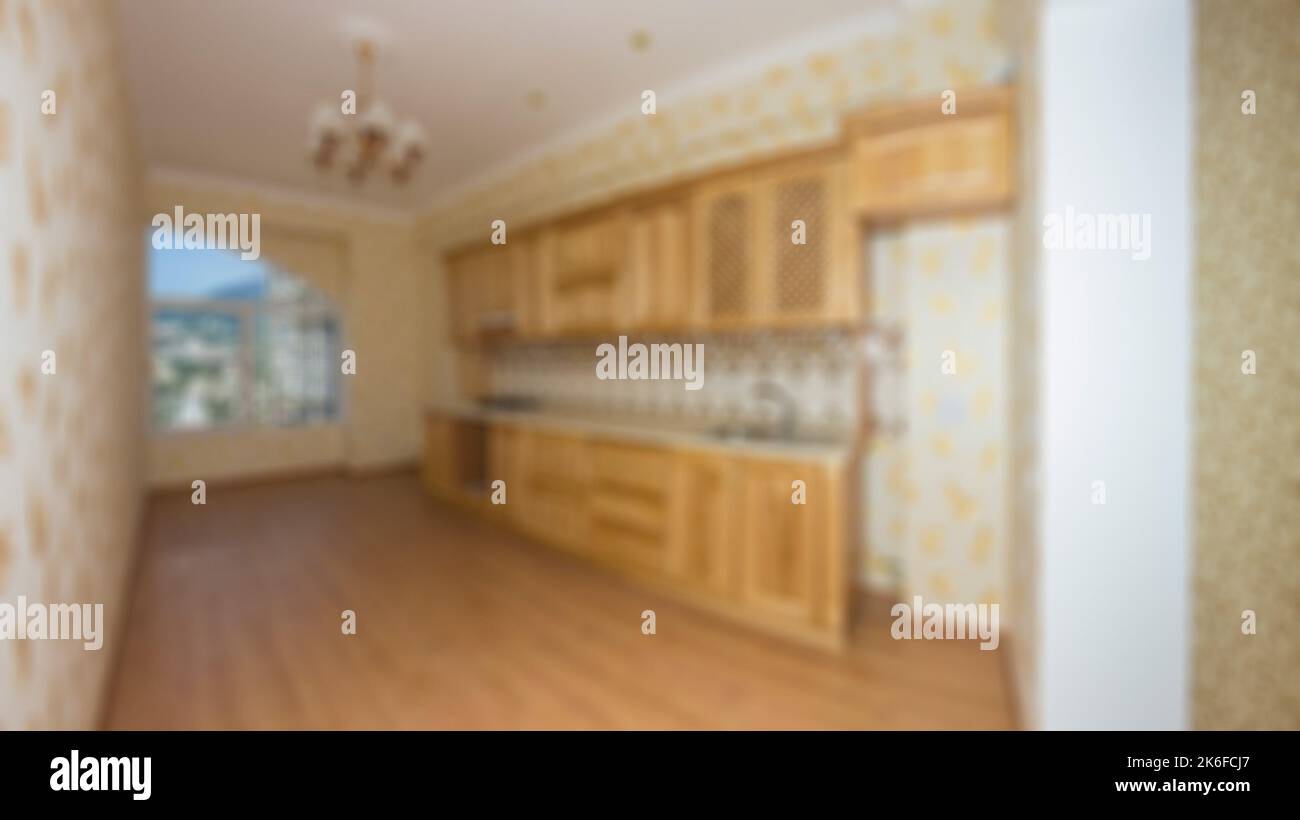 Empty Modern Kitchen Dining Room with Pantry Interior Design. Defocused ...