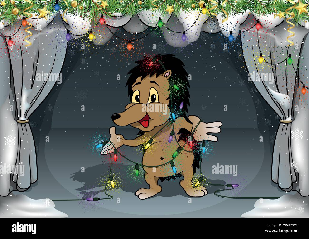 Christmas Greeting with Cute Hedgehog Stock Vector Image & Art - Alamy