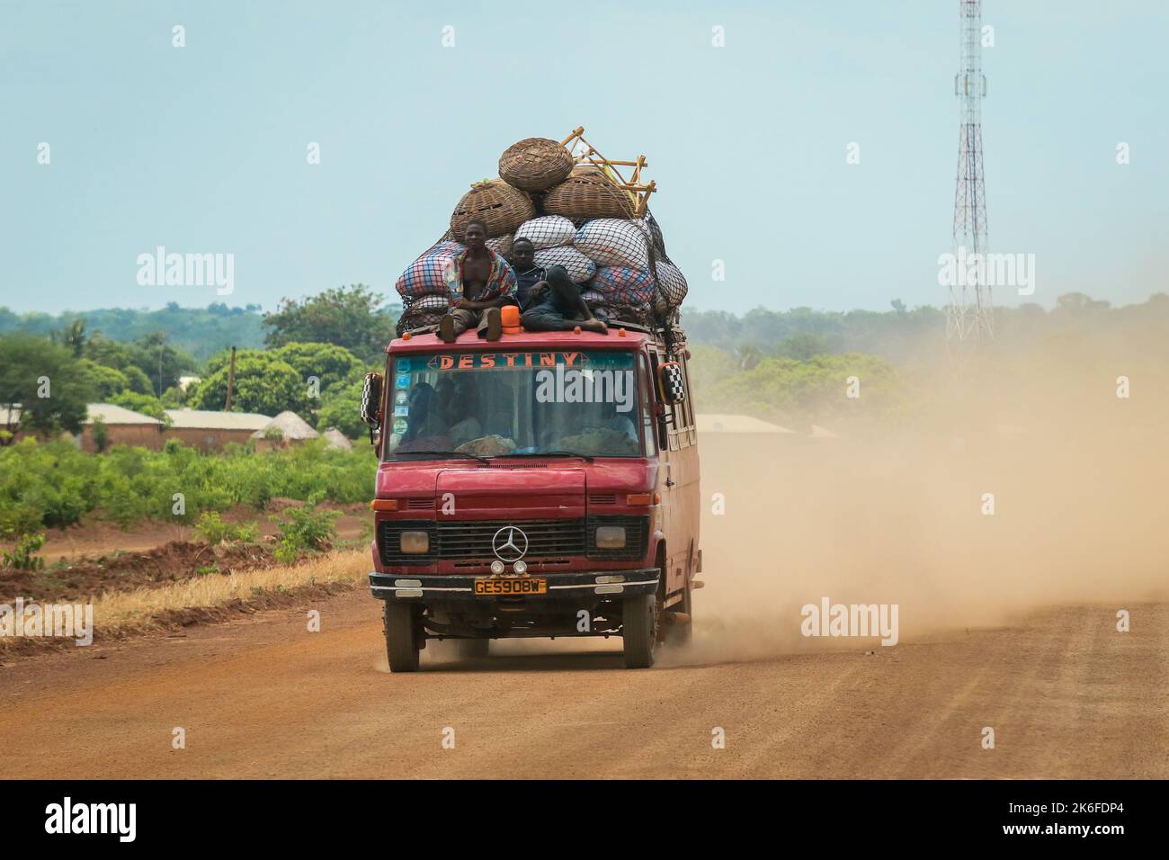 Accra, Ghana - April 01, 2022: Colorful African Public Mini Bus on the ...