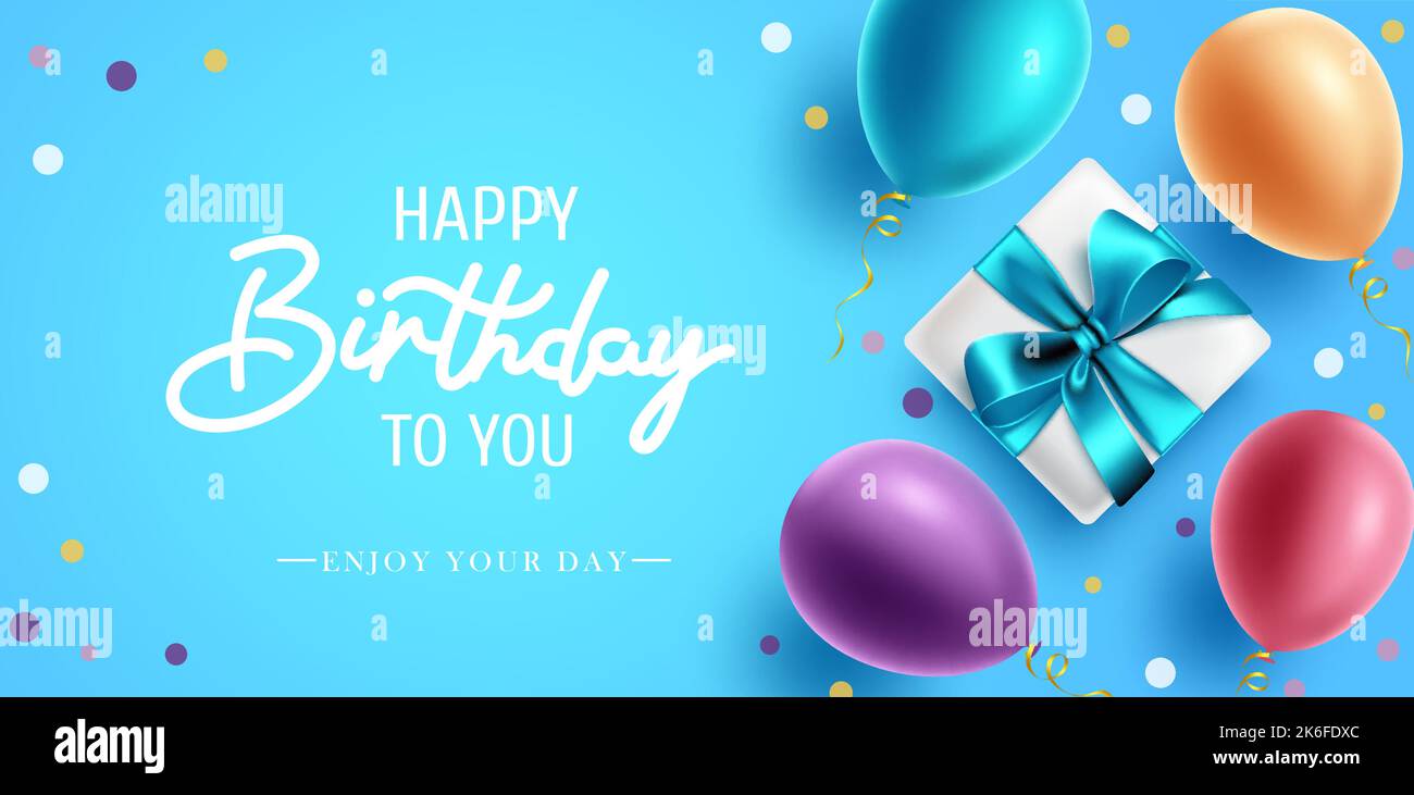 Happy birthday vector background design. Happy birthday text in blue ...