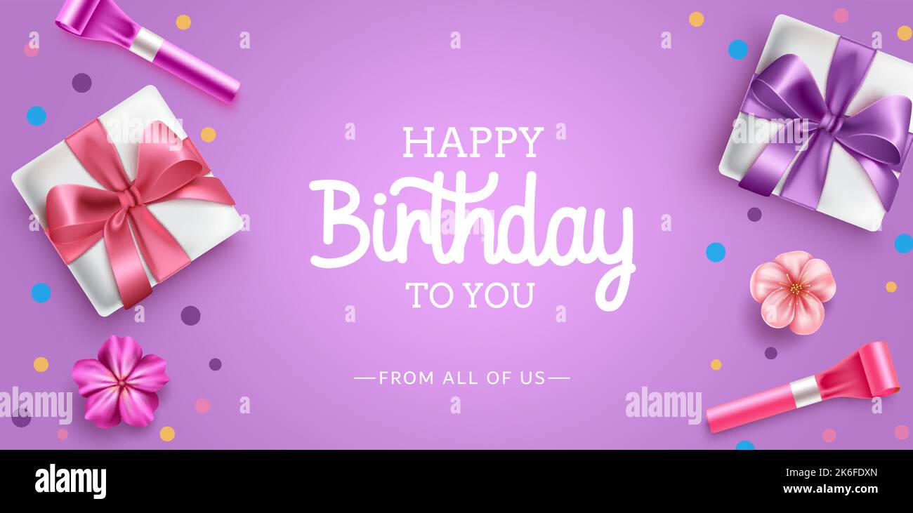 Birthday vector background design. Happy birthday greeting text with ...