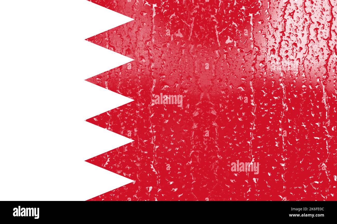 3D Flag of Bahrain on a glass with water drop background Stock Photo ...
