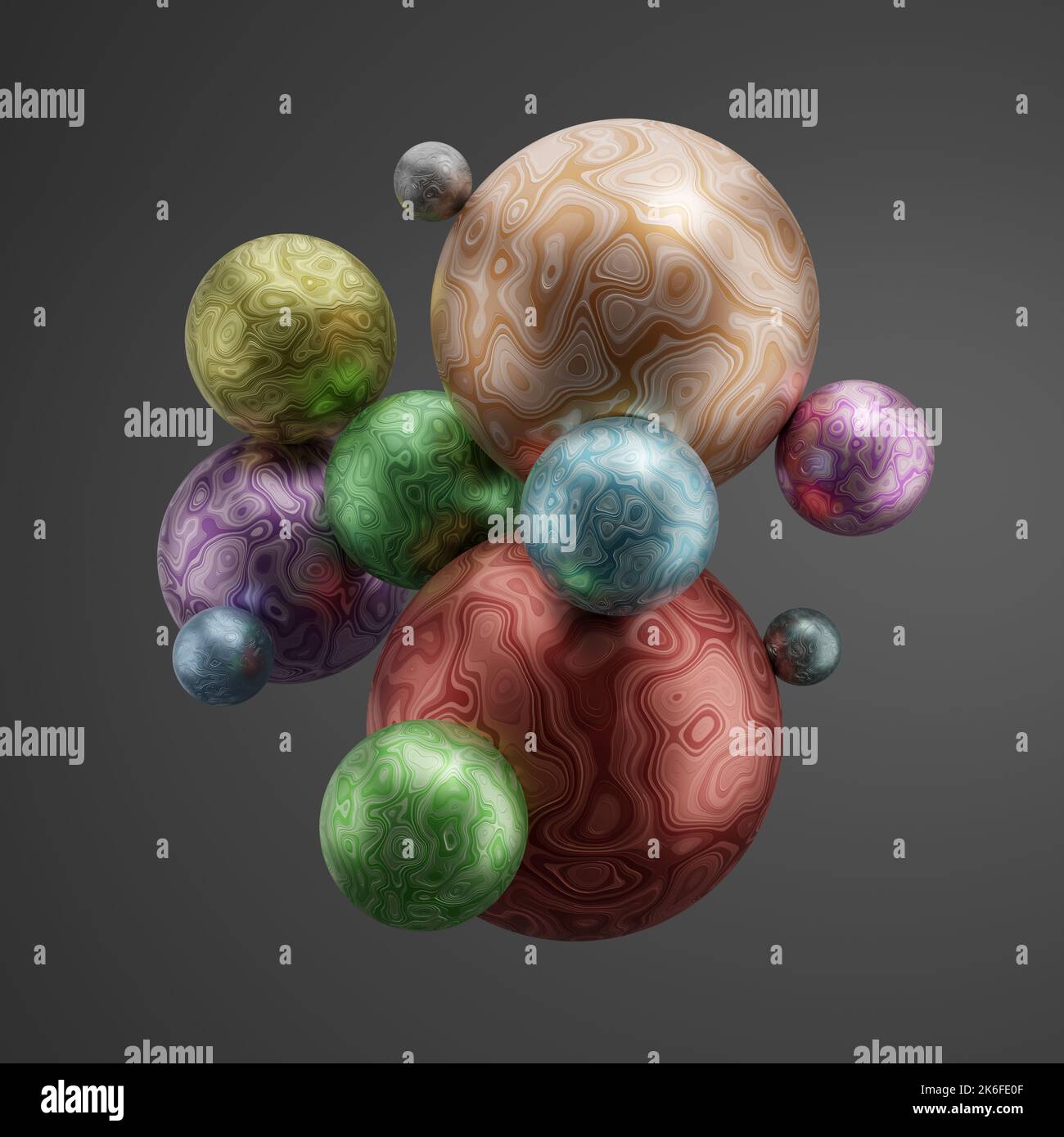 Abstract Colorful 3D Spheres, Marbles or Planets - 3D Illustration ...