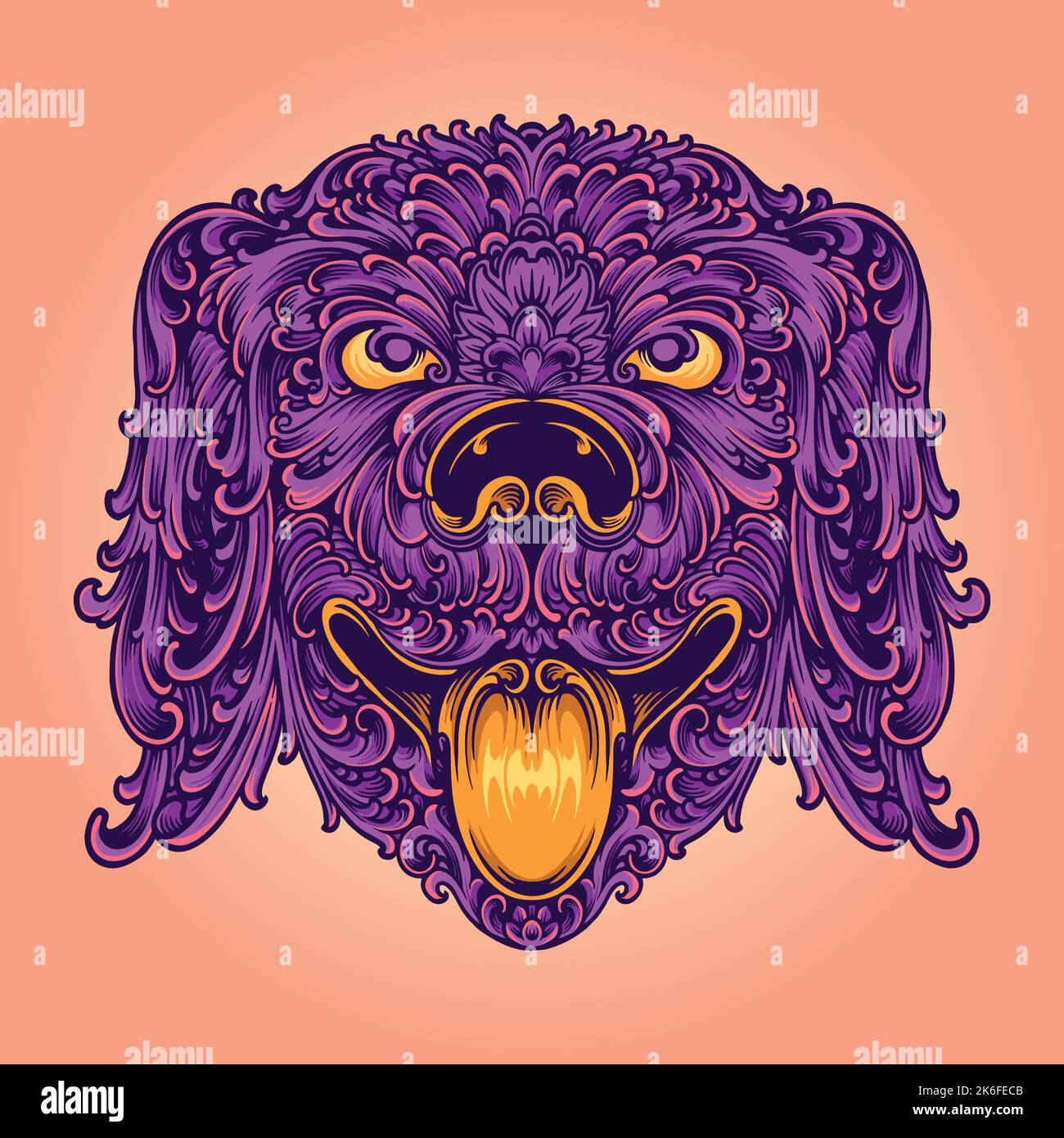 Vintage luxury dog head ornament illustration vector illustrations for ...