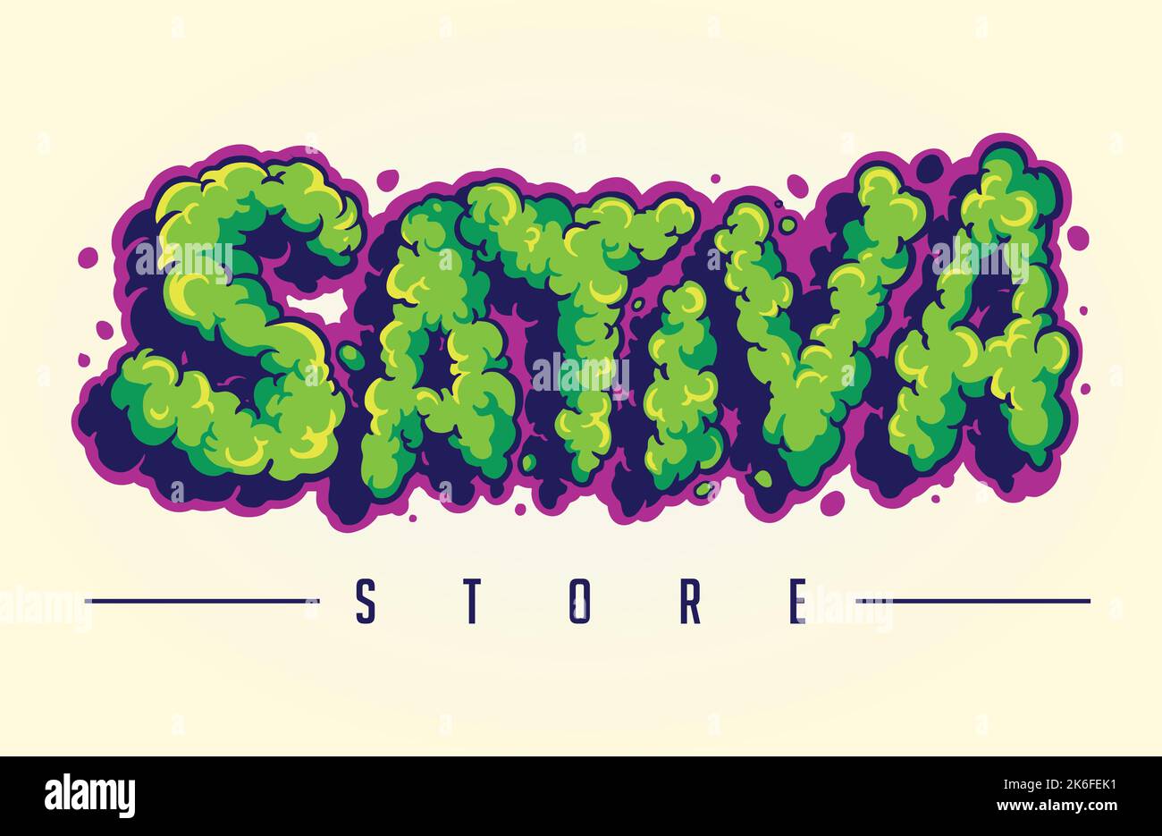 Lettering word sativa with smoke weed illustration vector illustrations ...
