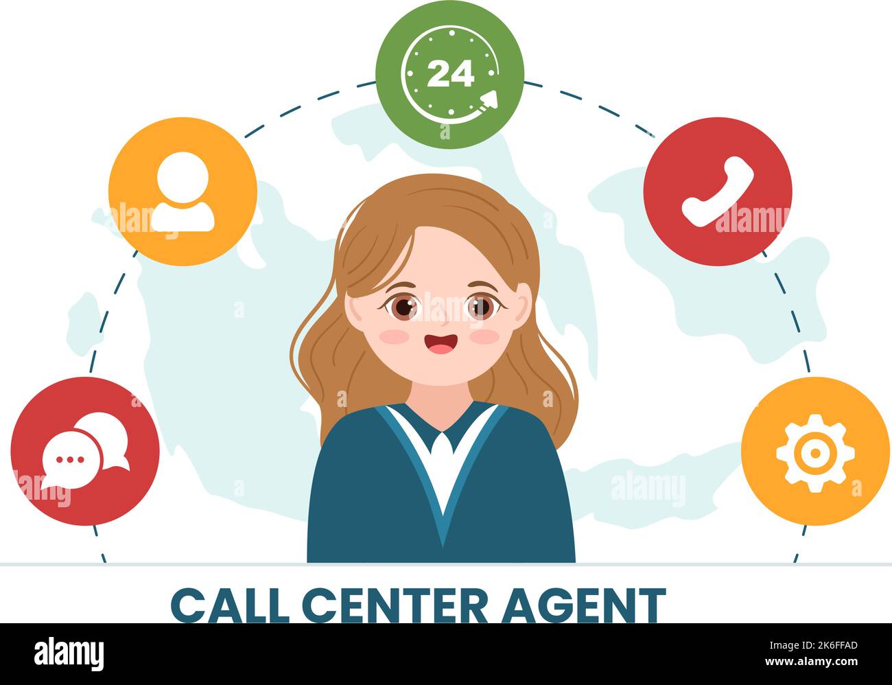 Call Center Agent of Customer Service or Hotline Operator with Headsets ...