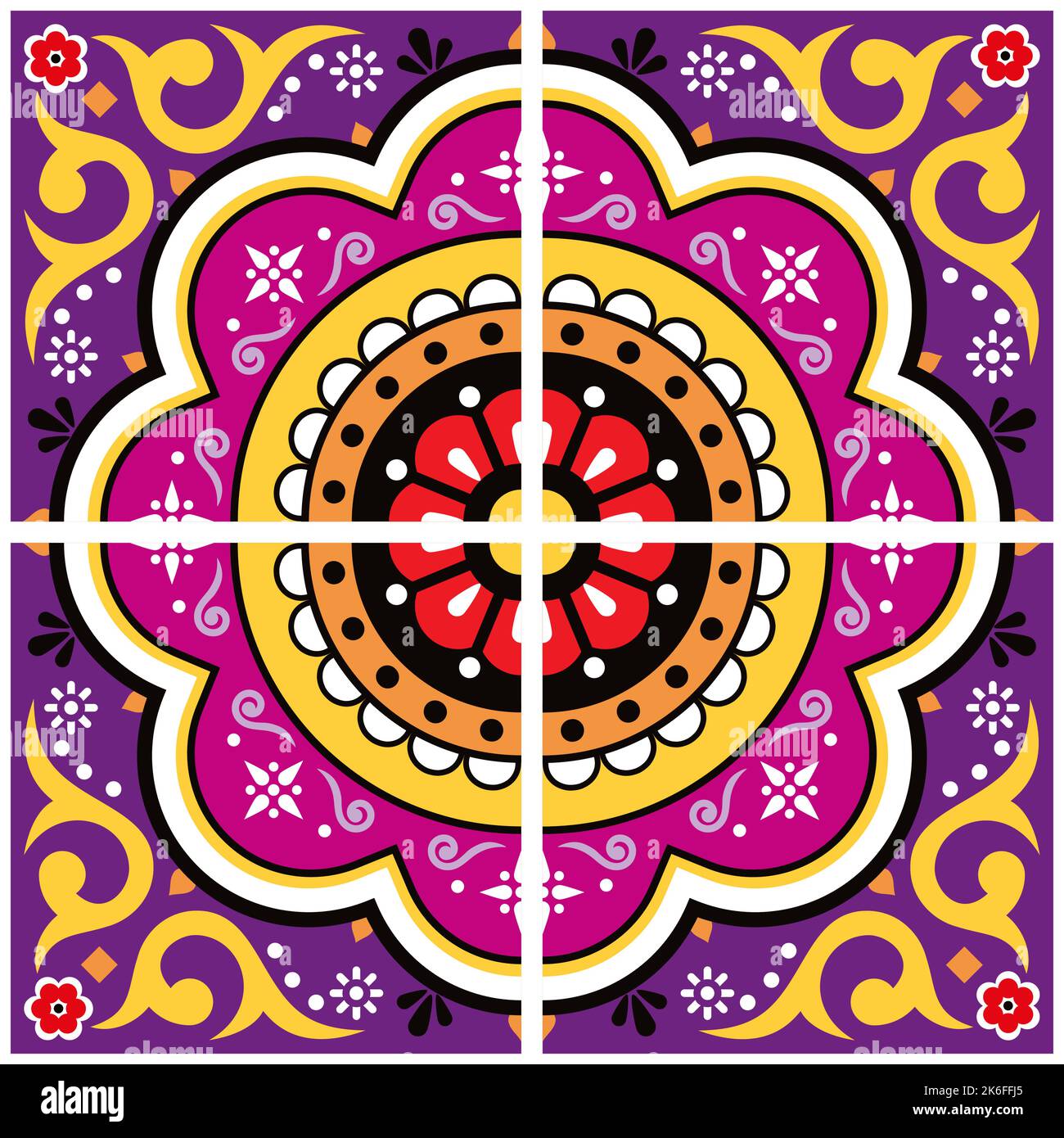 Flower motif mosaic floor tiles hi-res stock photography and images - Alamy