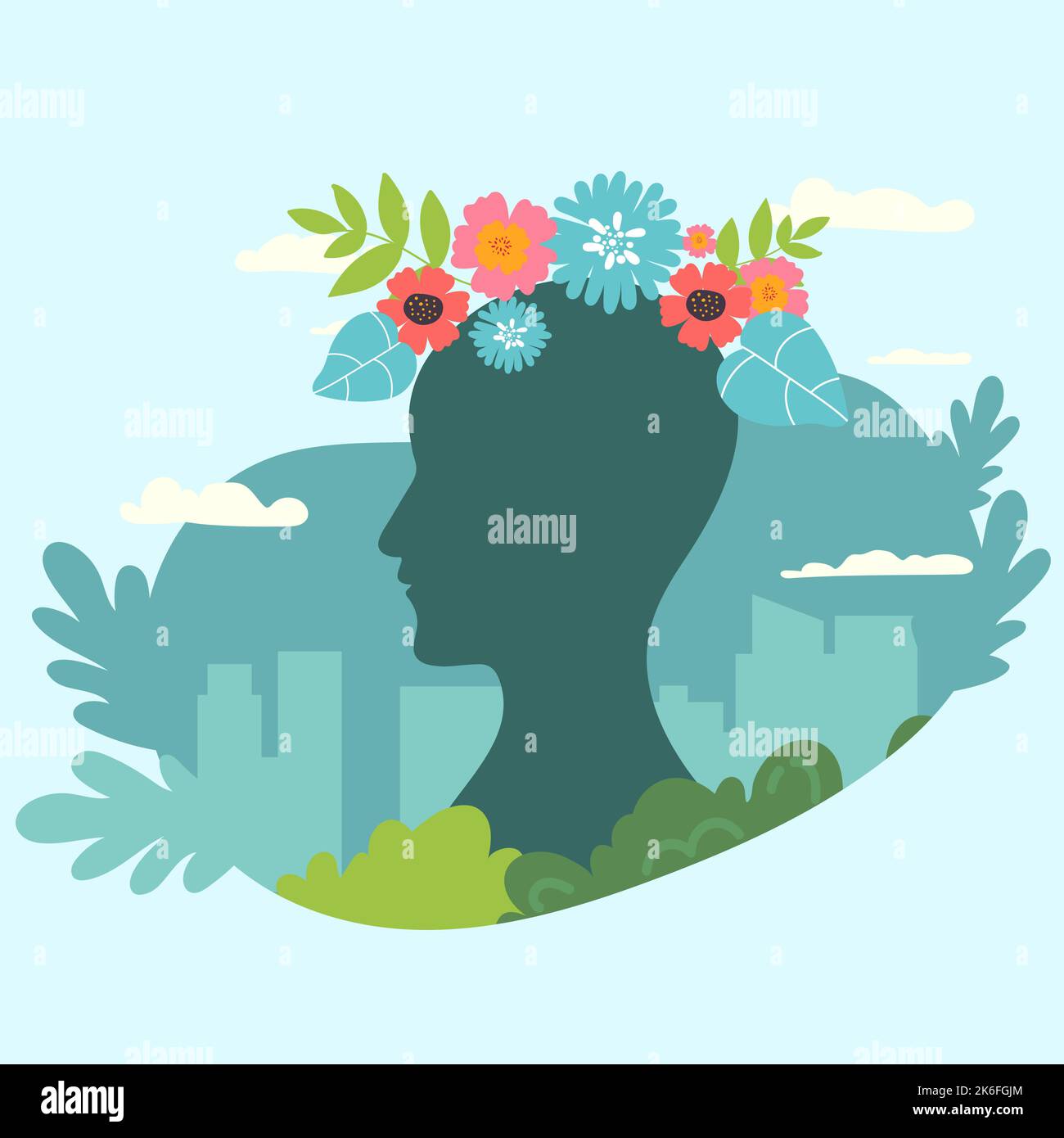Mental health care treatment vector illustration concept. specialist ...