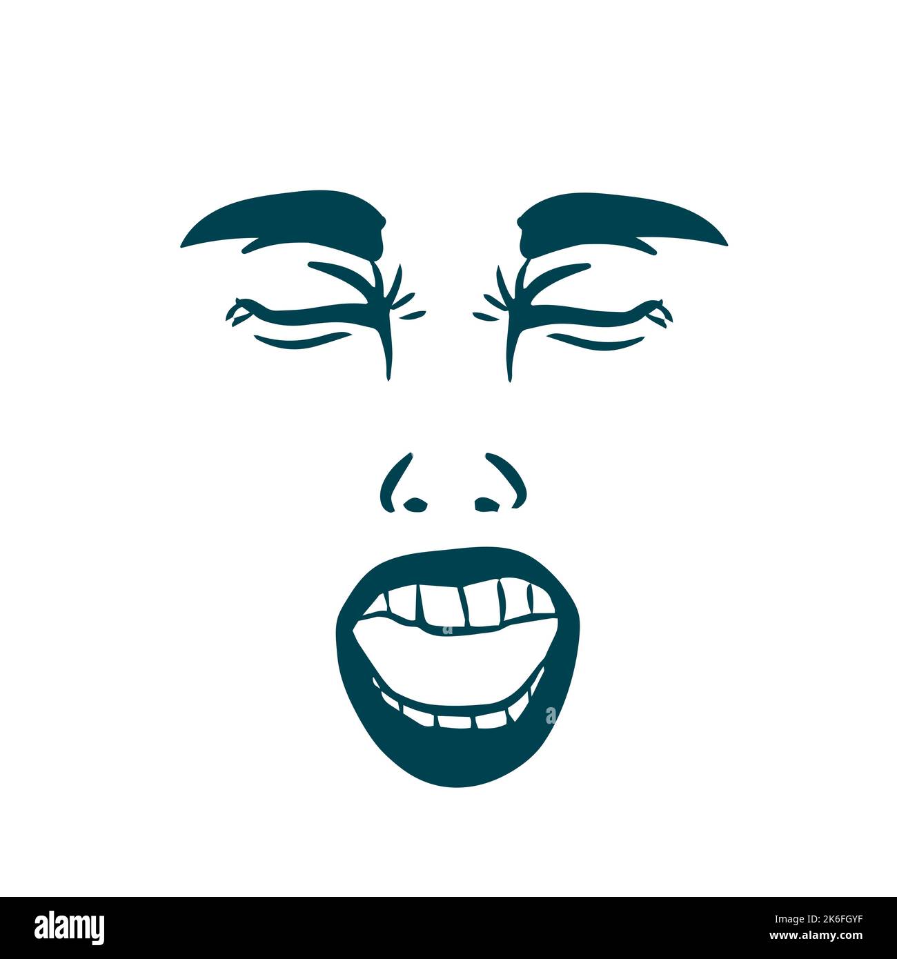 vector illustration woman s face crying . woman crying. Doodle Mental ...