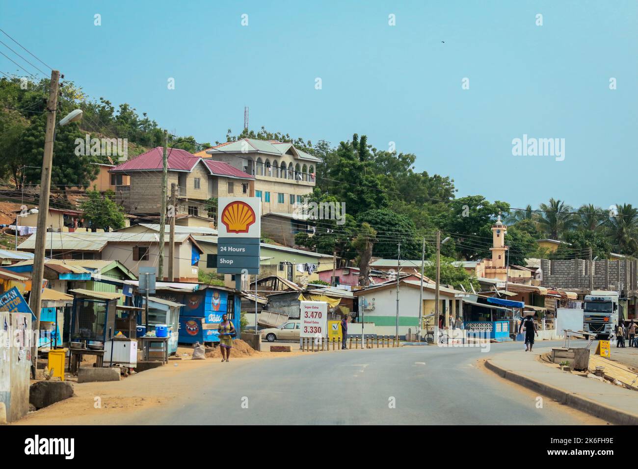 Accra, Ghana - April 06, 2022: Local African Ghana People walking to ...