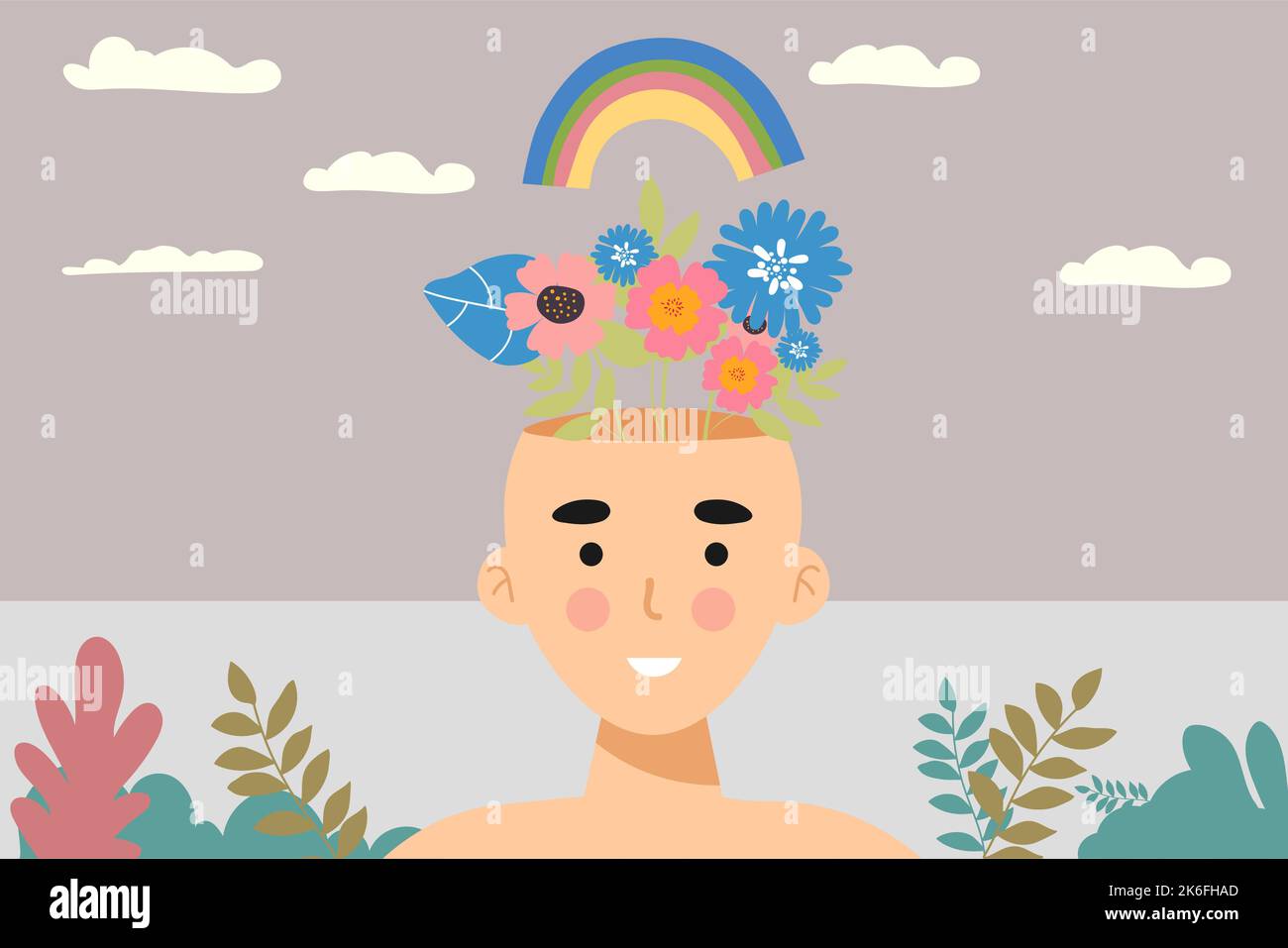 Mental health care treatment vector illustration concept. specialist ...