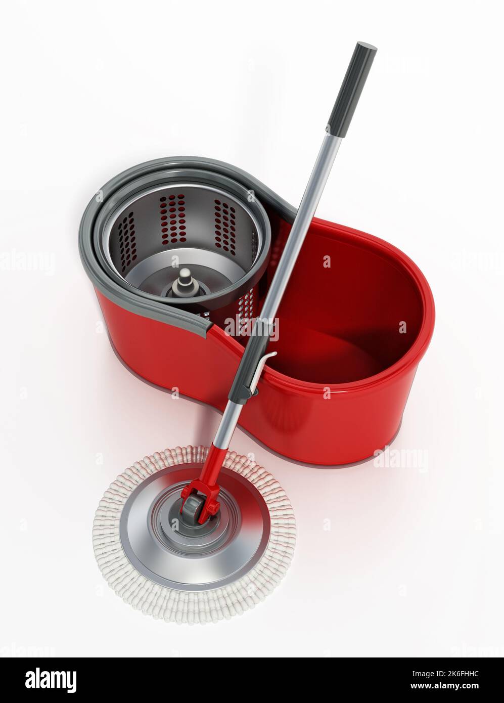 Generic spin mop with bucket on white background. 3D illustration Stock ...