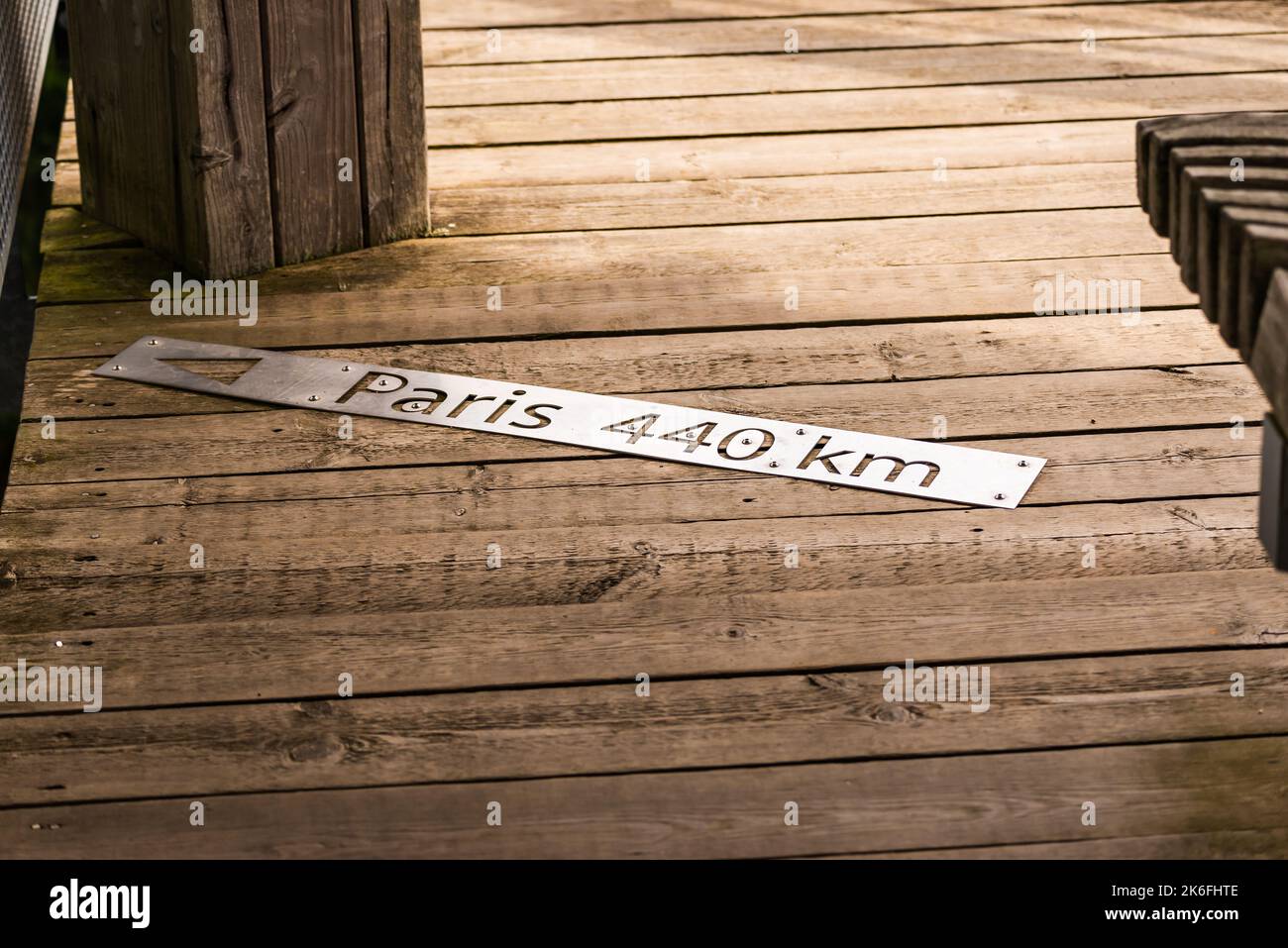 Signal terminal of a distance to get to Paris in France Stock Photo - Alamy