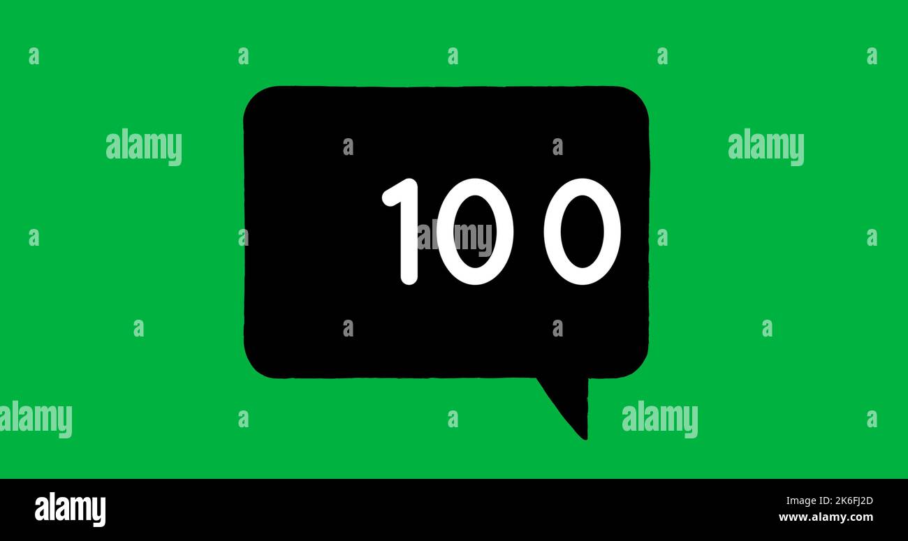 Image of 100 messages on green background. Social media, communication ...