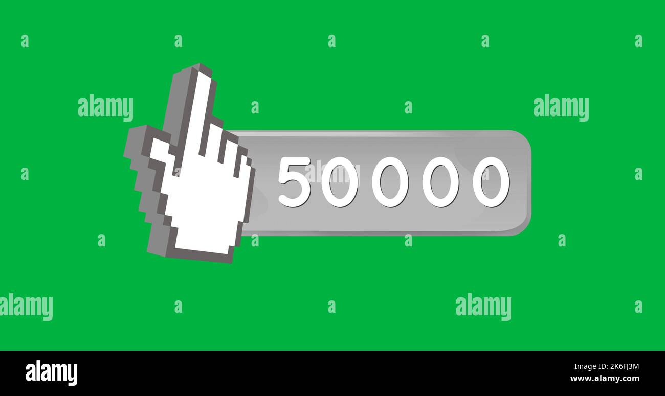 Image of 50000 and hand on green background. Social media ...