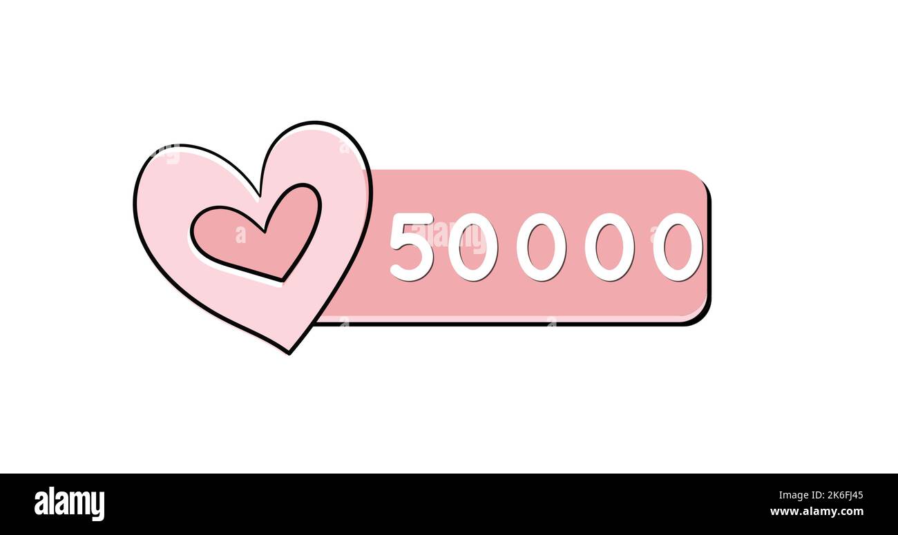 Image of 50000 likes over white background. Social media, communication ...