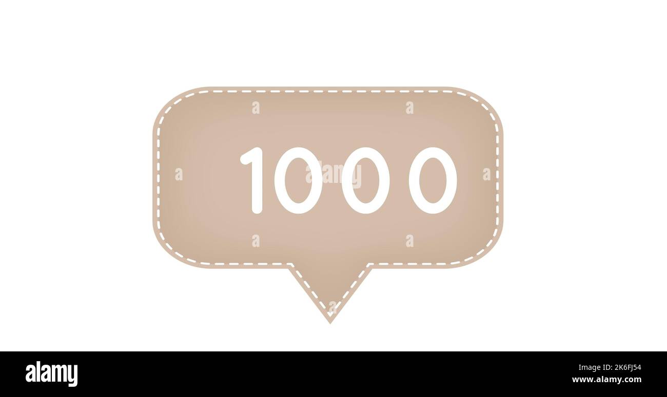 Image of 1000 notifications on white background. Social media ...